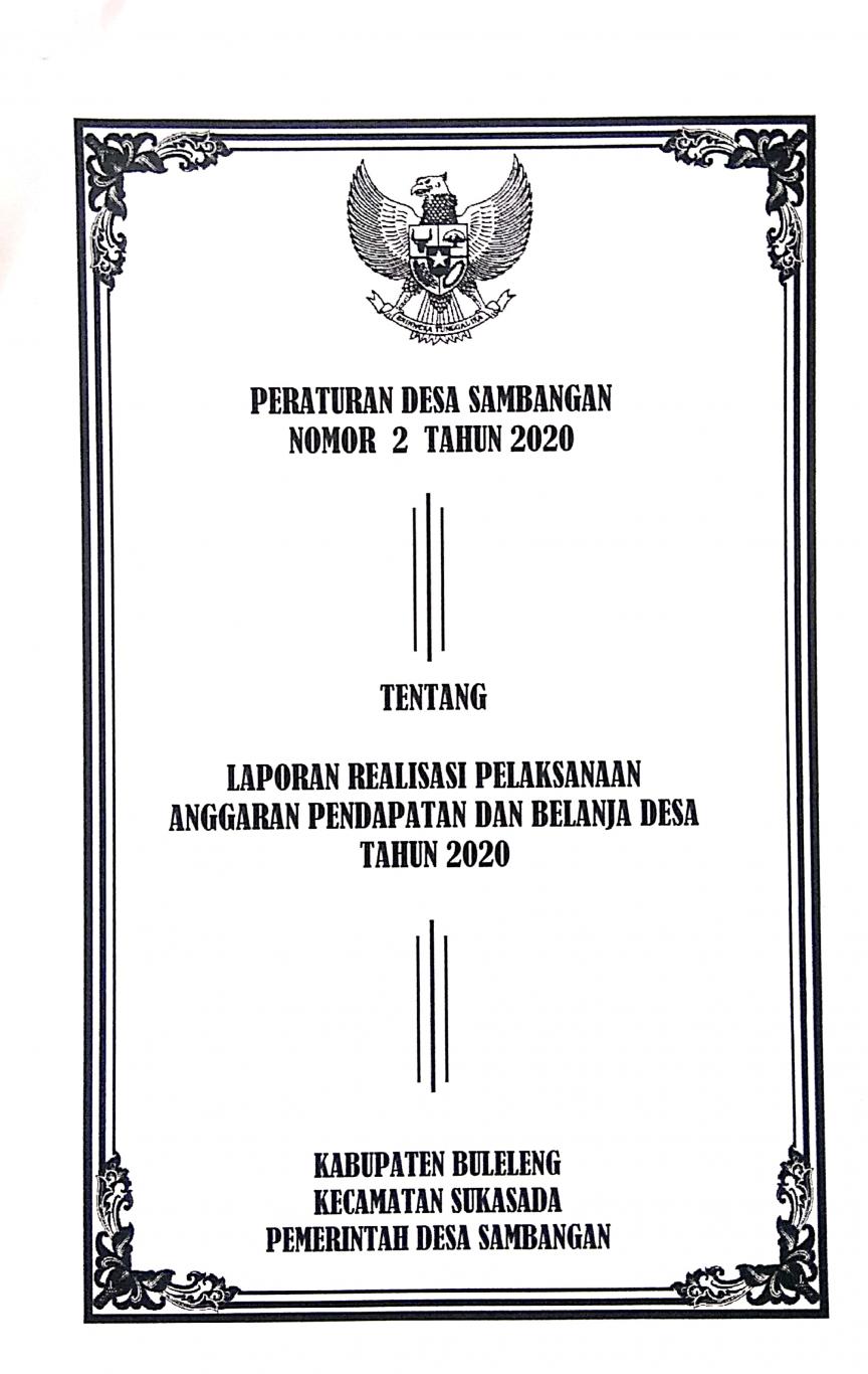 LAPORAN REALISASI PELAKSANAAN APBDESA 2020 - Website Desa Sambangan